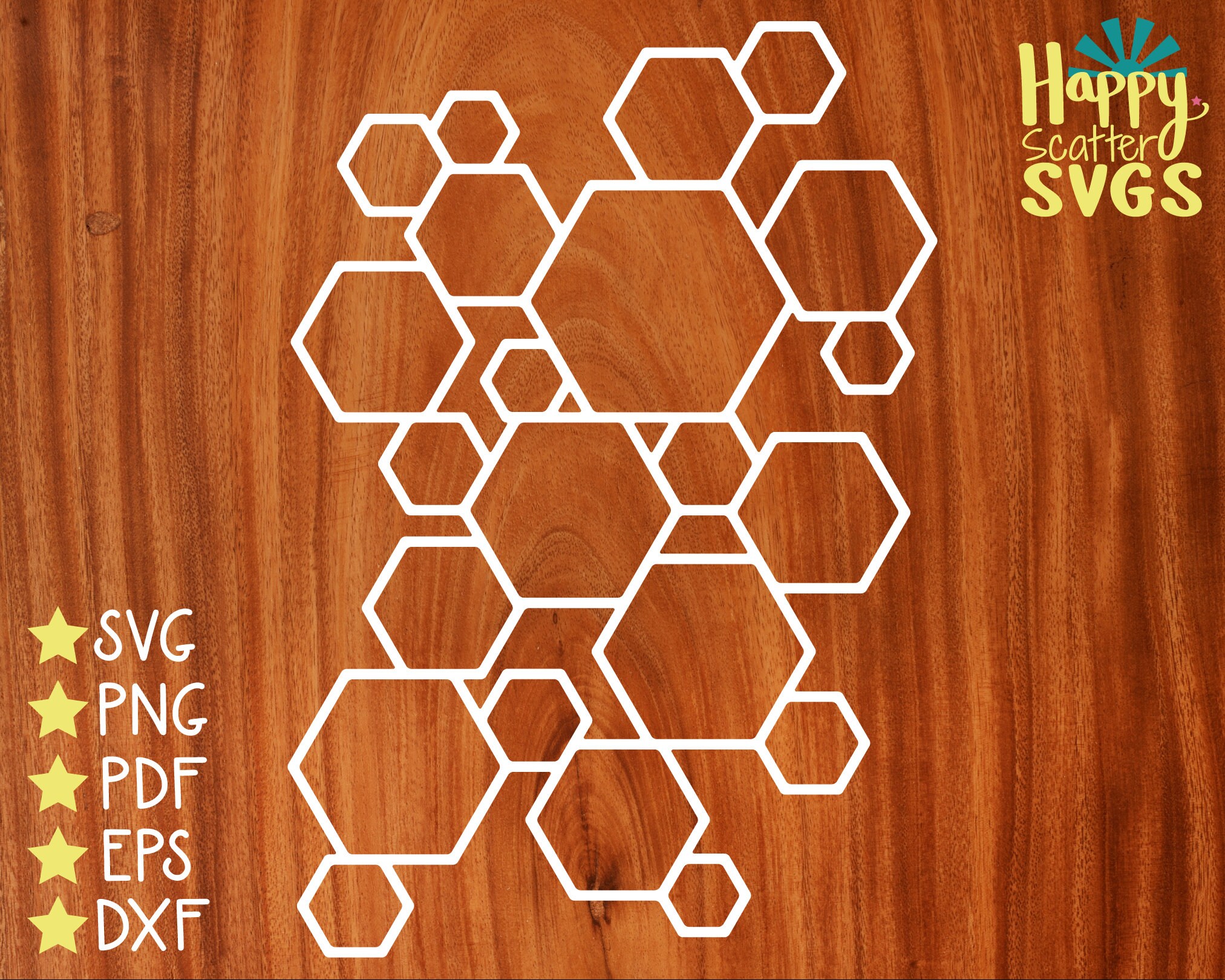 Linked Hexagons SVG, Scrapbook Background Svg, Honeycomb SVG, Geometric ...