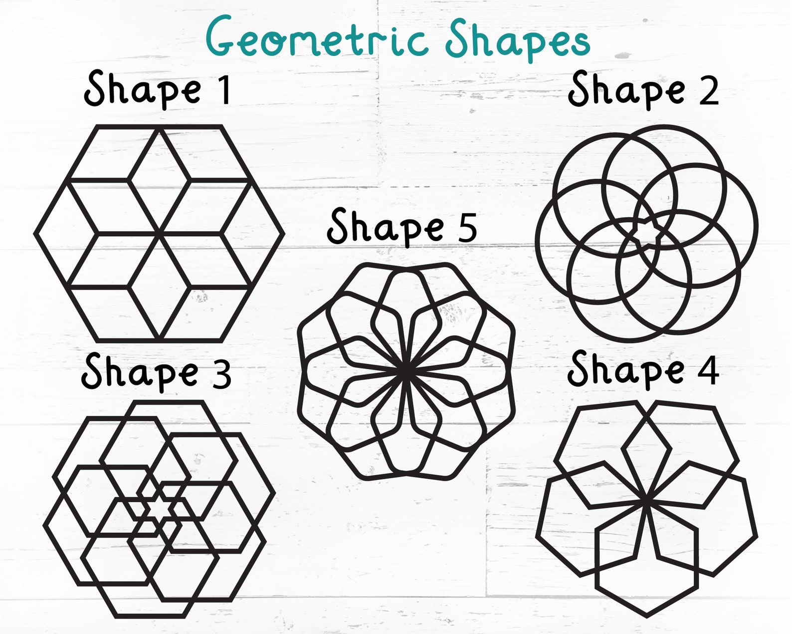 Geometric Shapes Svgs, 5 Shapes Included, Polygon Cut File ...