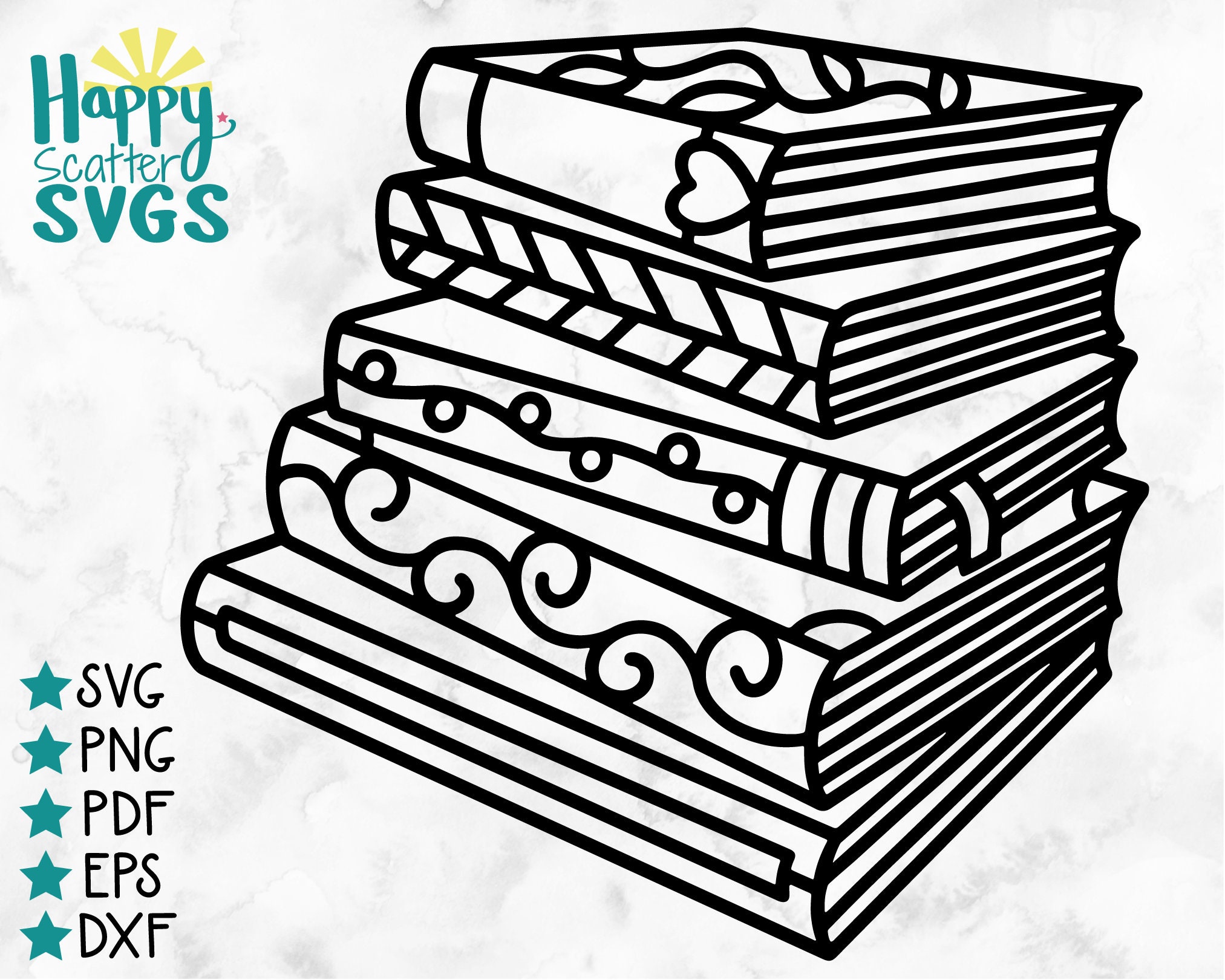 Stack of Books SVG, Book Cut File, Library SVG, Tote Bag SVG, Pile of ...