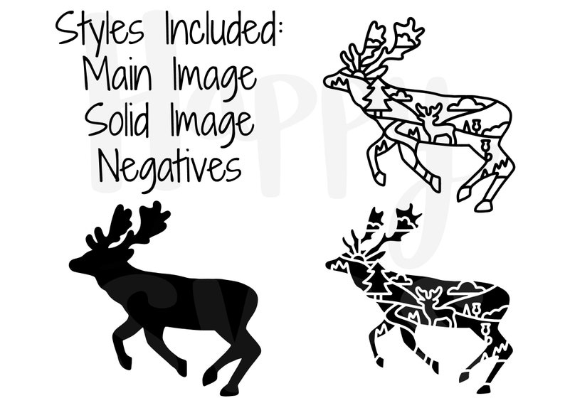 Stag Filled With Scenery SVG File, 3 Styles Included, Highland Stag SVG ...