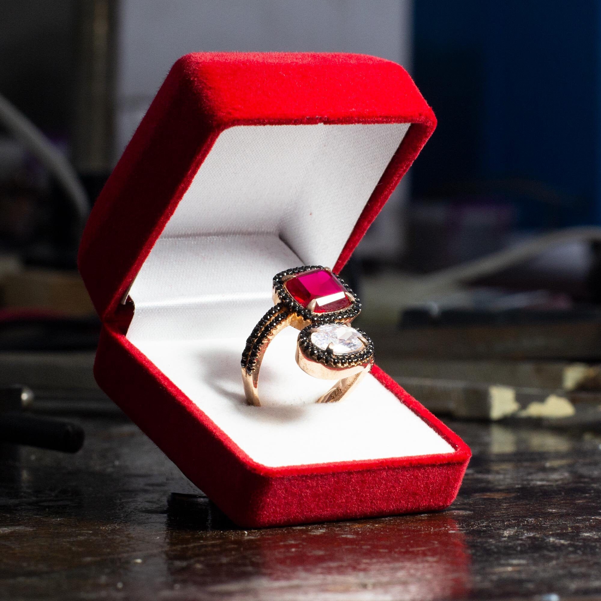Square Ruby Ring Ruby Jewelry Different Cut And Color Stones Etsy