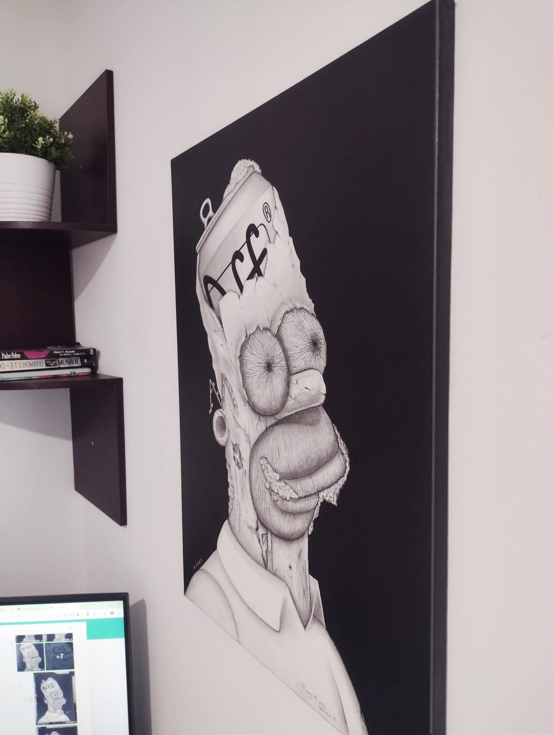 Original 1/1 and Funny Homer Simpson Artwork Hand Drawn With Pencils on ...