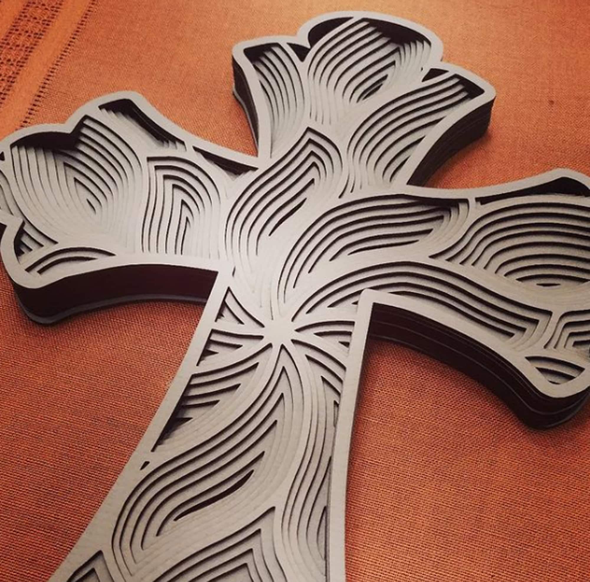 Download Unique Cross File - 10 Layers - 3D Art - Glowforge Decoration ...
