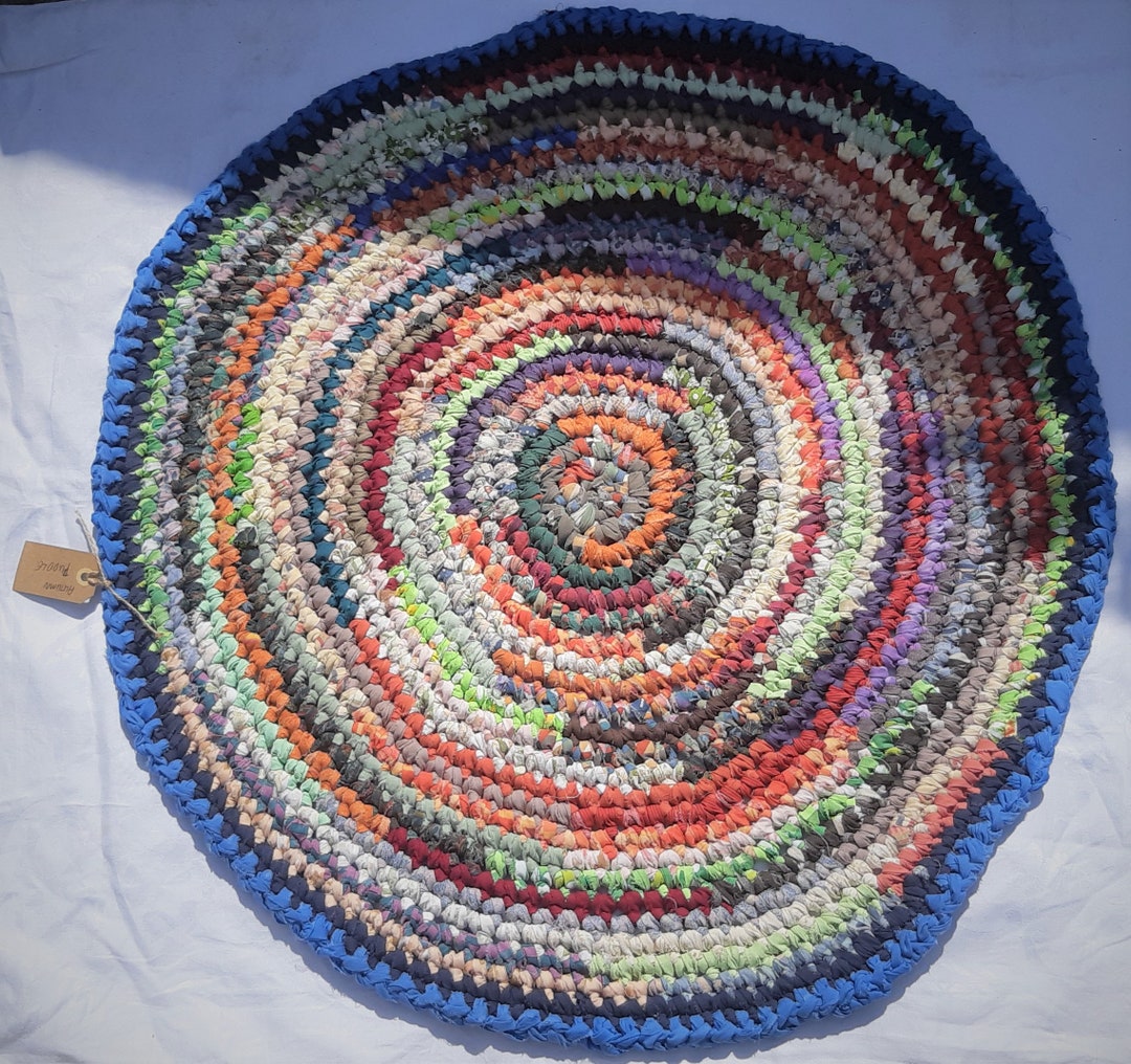Crochet Rag Rug | Autumn Puddle | Recycled Rug | Colourful | Handmade ...