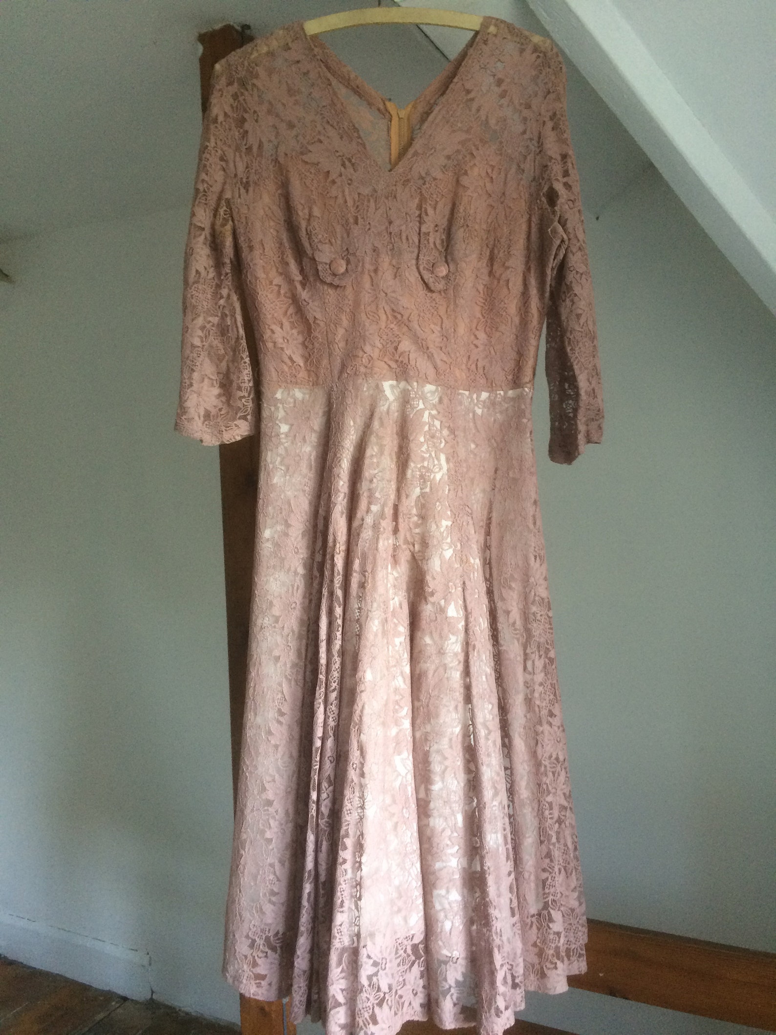 1950's Dusky Pink/puce Lace Dress - Etsy UK
