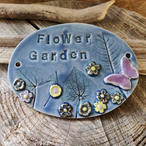 Ceramic Garden Flower Sign | Yard Art | Door Decoration | Handmade in ...