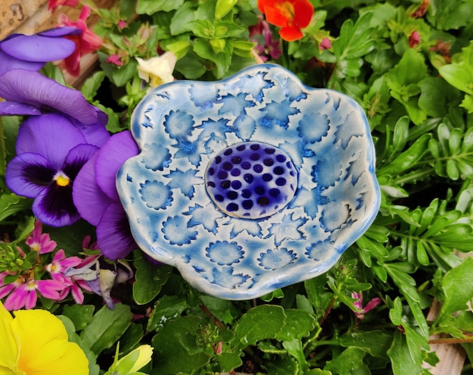 Ceramic Flower Bee Bath Garden Bird Bath Cane Topper - Etsy