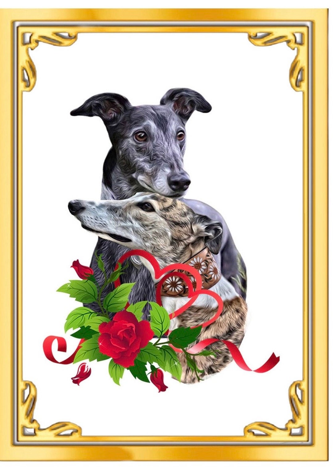 Valentine Anniversary Greyhound Card - Etsy