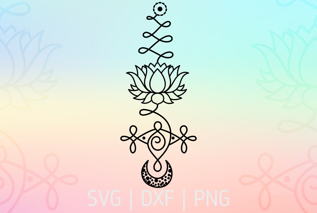Lotus Flower Unalome Buddhism Yoga SVG, DXF, PNG Files for Cricut Moon ...