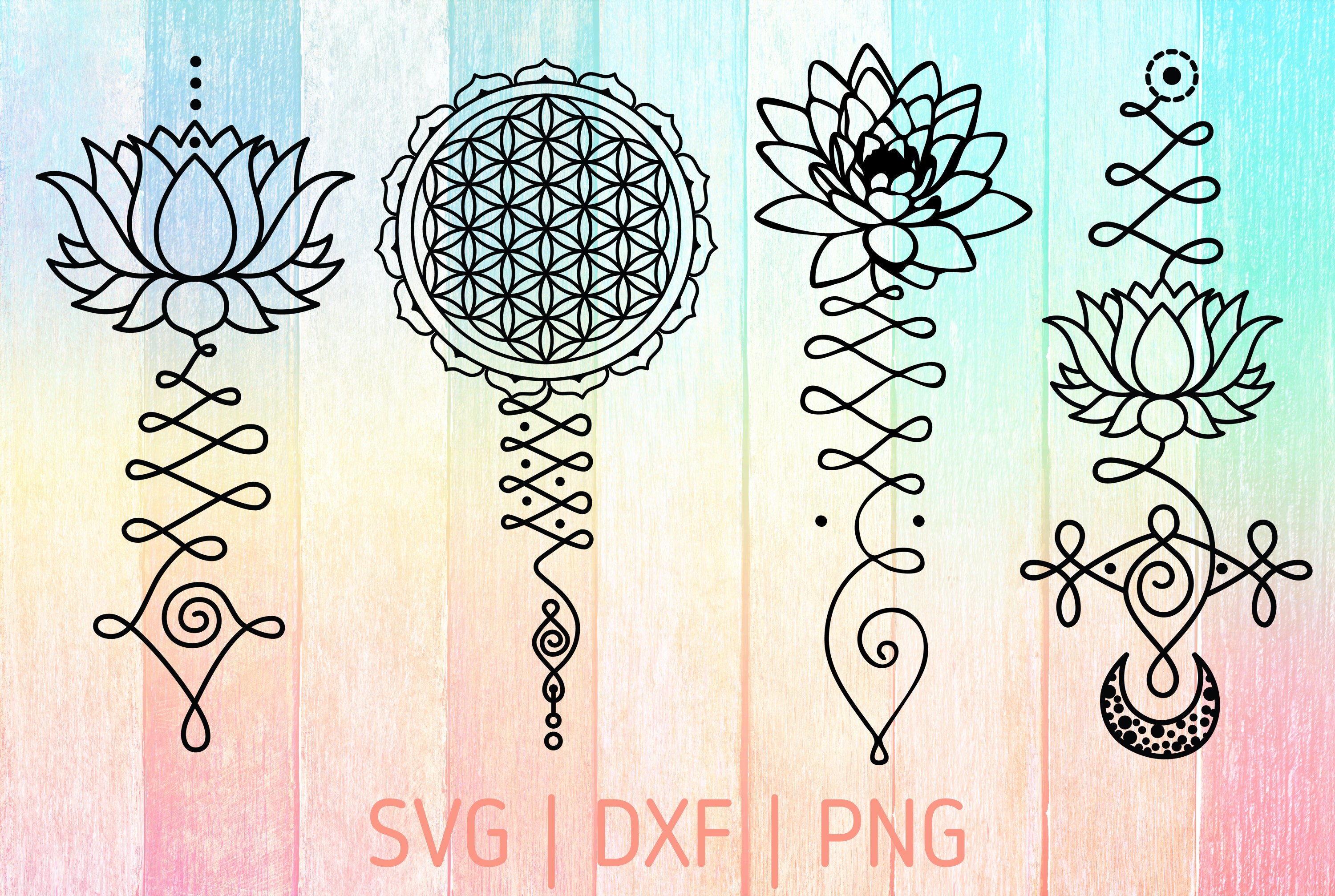 Unalome Lotus Flower Bundle SVG DXF PNG Files For Cricut - Etsy Nederland