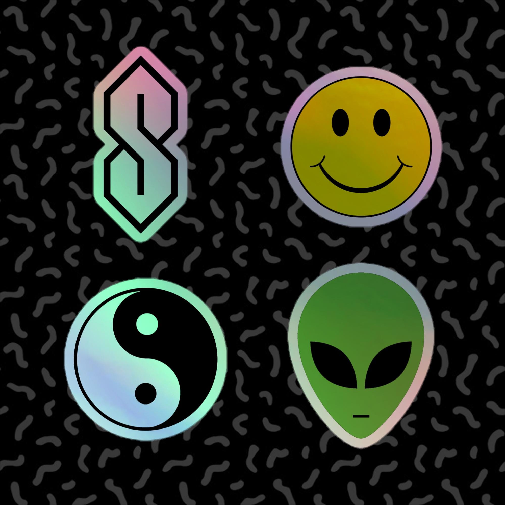 90s Symbols Icons Sticker Pack Holographic | Smiley, Cool S Thing ...
