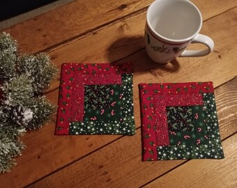 Quilted Halloween/fall Log Cabin Mug Rugs/coasters set of 2 - Etsy