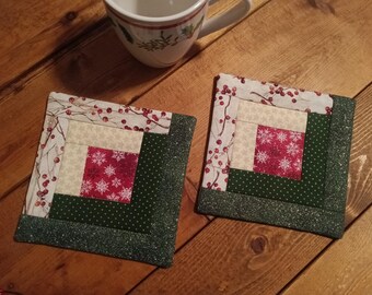 Quilted Halloween/fall Log Cabin Mug Rugs/coasters set of 2 - Etsy