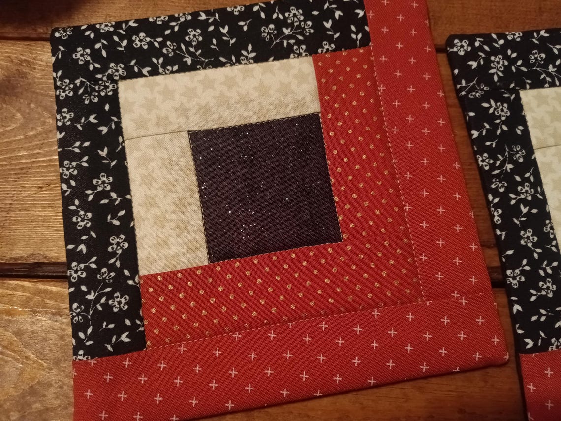 Quilted Halloween/fall Log Cabin Mug Rugs/coasters set of 2 - Etsy