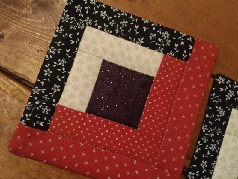 Quilted Halloween/fall Log Cabin Mug Rugs/coasters set of 2 - Etsy