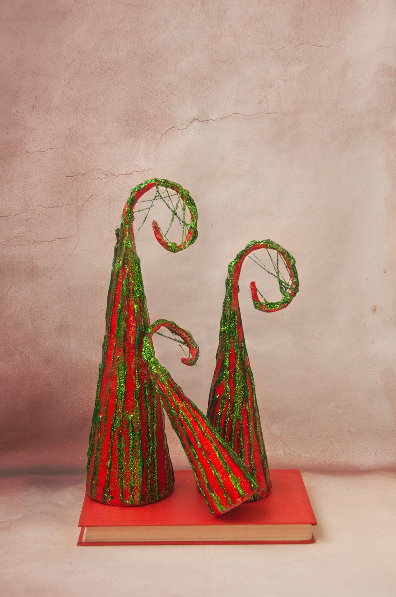 Set of 3 Paper Mache Christmas Grinch Tree - Etsy UK
