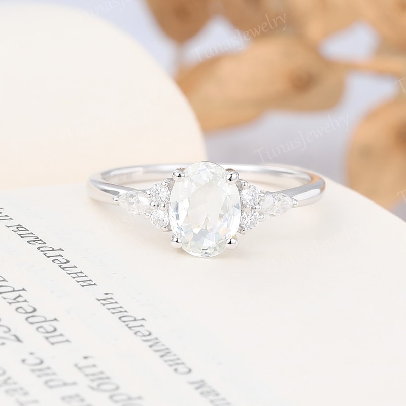 White Sapphire Ring - Etsy