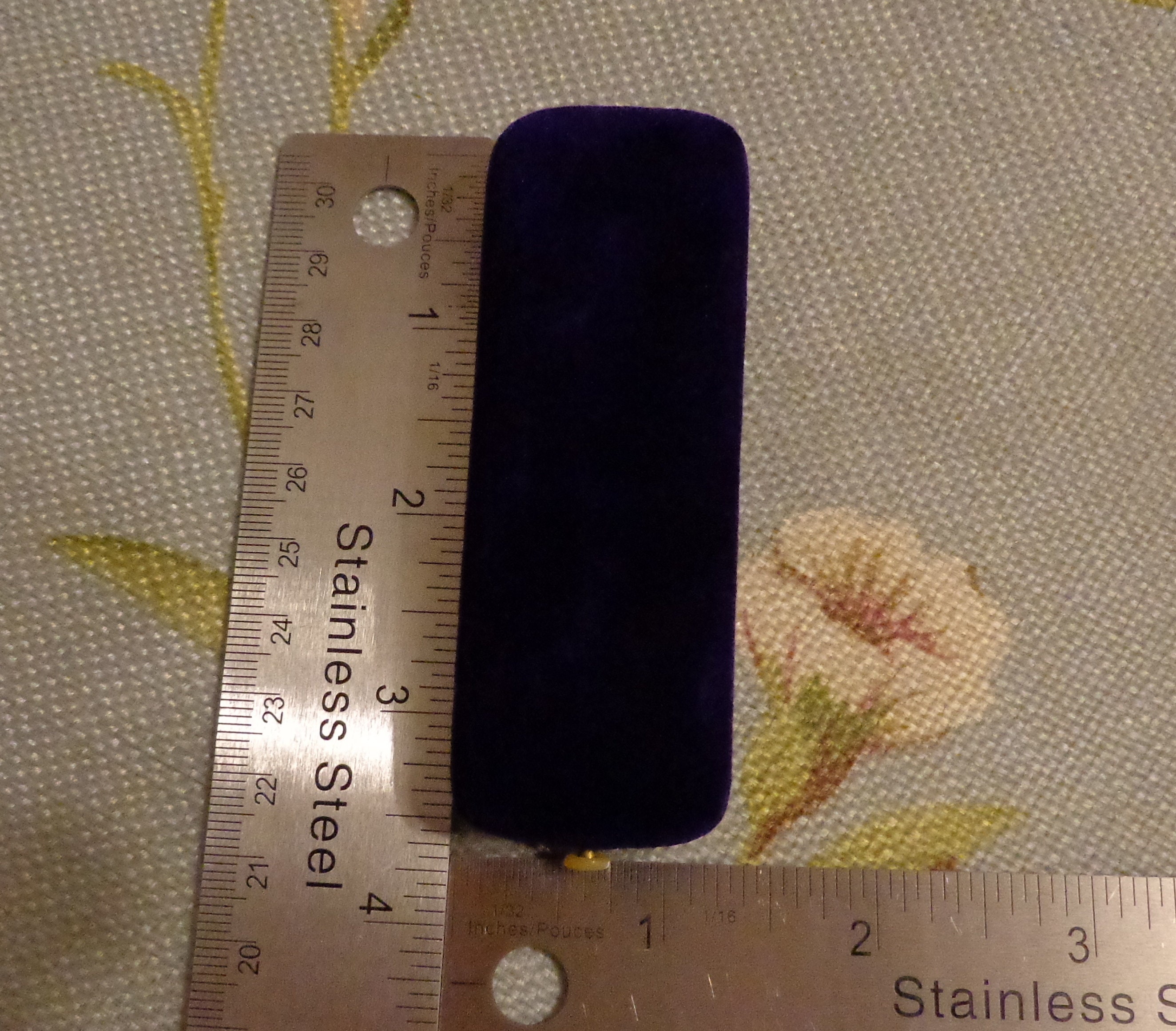 Purple Velvet Domed Stick Pin Box With Mother of Pearl Push Release - Etsy