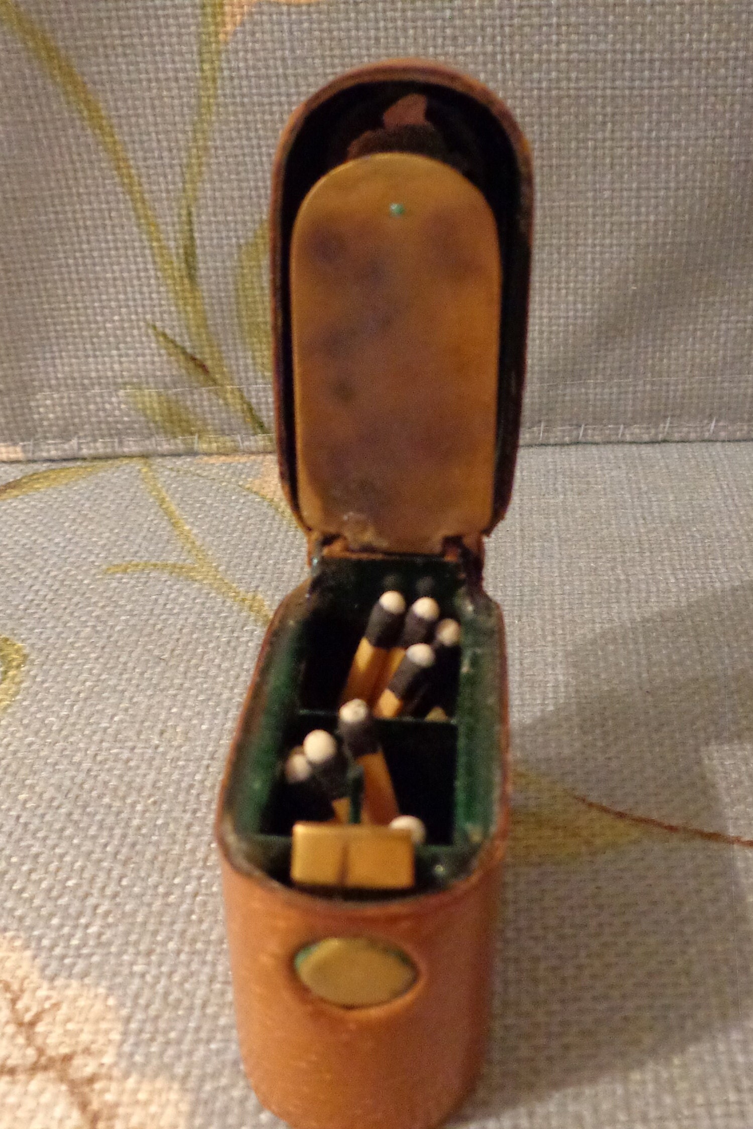 Victorian Leather light 2 Compartment Matchbox/vesta Case With Brass ...