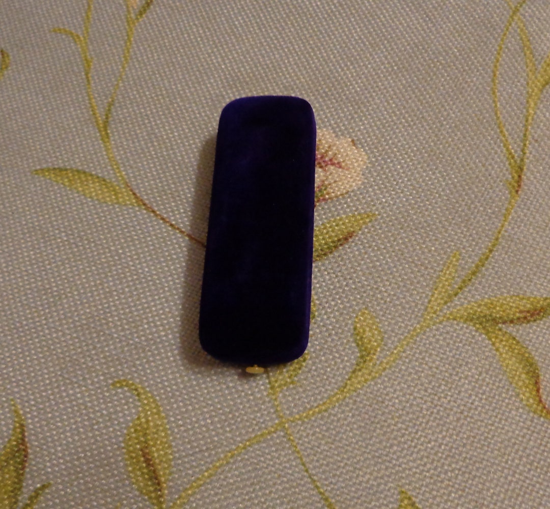 Purple Velvet Domed Stick Pin Box With Mother of Pearl Push Release - Etsy