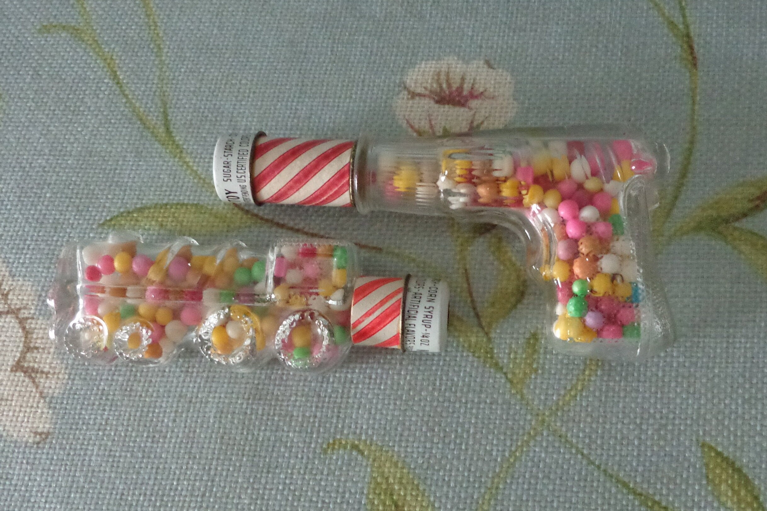 Ray Gun and Train Glass Candy Containers With Musical Whistle/flute and ...