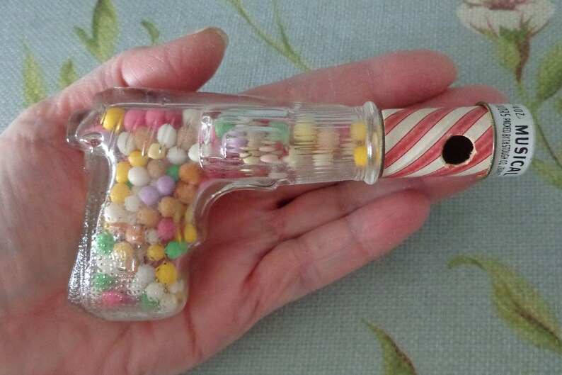 Ray Gun and Train Glass Candy Containers With Musical Whistle/flute and ...