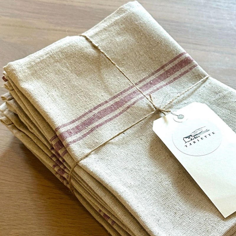 Red Stripe French Tea Towel - Etsy