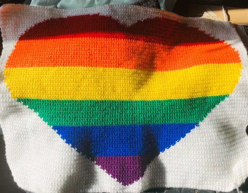 Rainbow Heart Graphgan Crochet Knit C2C Crossstitch LOVE Pride LGBTQ - Etsy