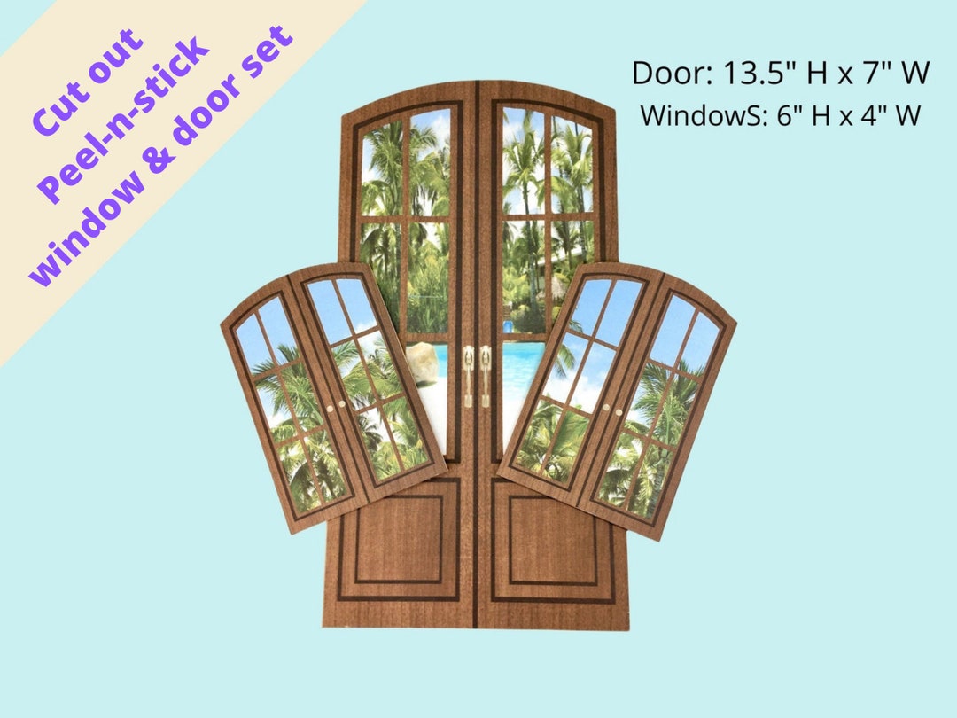 STICKER SETS - 1:6 Scale Dark Brown Door and Windows Set for 11.5 to 12 ...