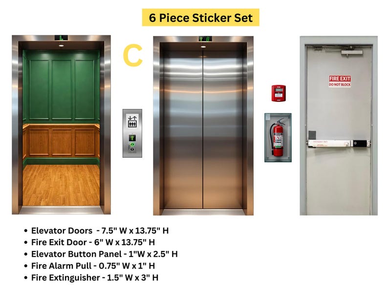 1:6 Scale Pick-an-interior Elevator Scene Stickers for Doll Diorama ...