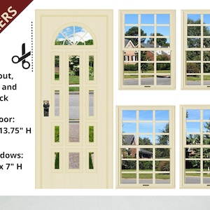 STICKERS 1:6 Scale in 4 Butter Cream Square Windows and Door STICKER ...