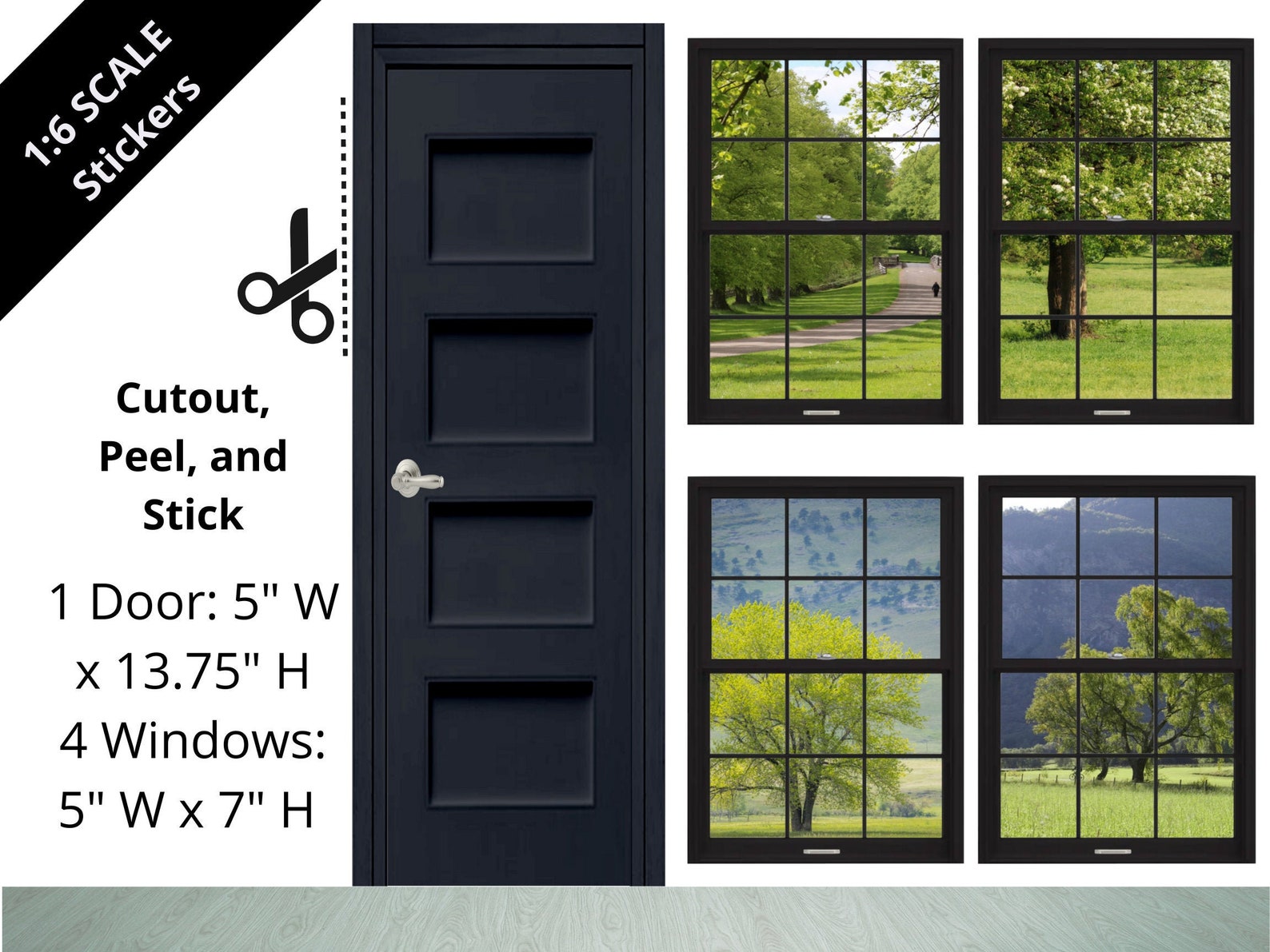 STICKERS 1:6 Scale 4 Black Window and Door STICKER SET for - Etsy