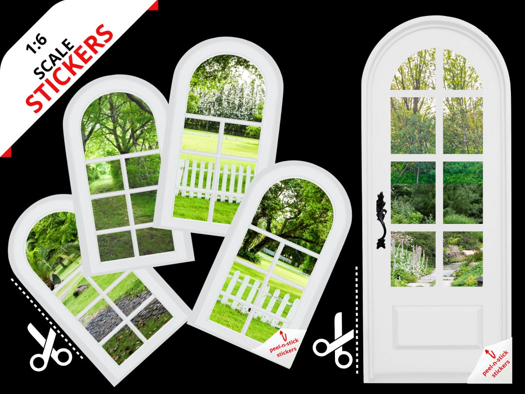 1:6 Scale White & Gray Arched Window and Door Sticker Set - Etsy