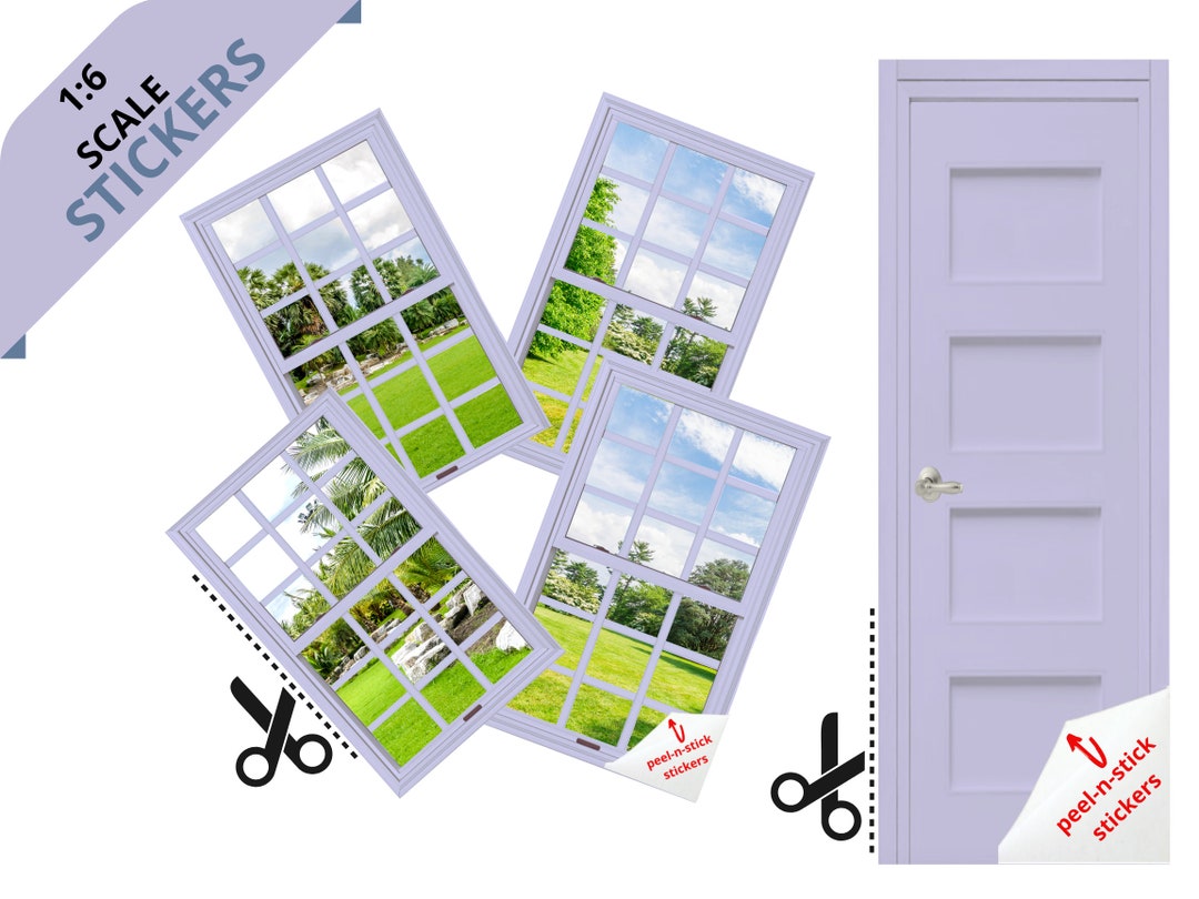 STICKERS 1:6 Scale 4 Lavender Windows and Door STICKER SET for 11.5 ...