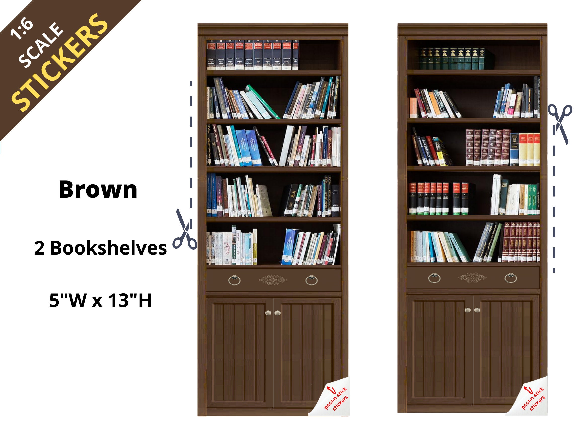 STICKERS 1:6 Scale 2 Bookshelves STICKER SET for Barbie Sized - Etsy