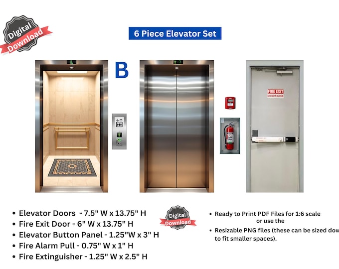 DIGITAL DOWNLOAD 1:6 Scale Elevator Interior B and Fire Extinguisher ...