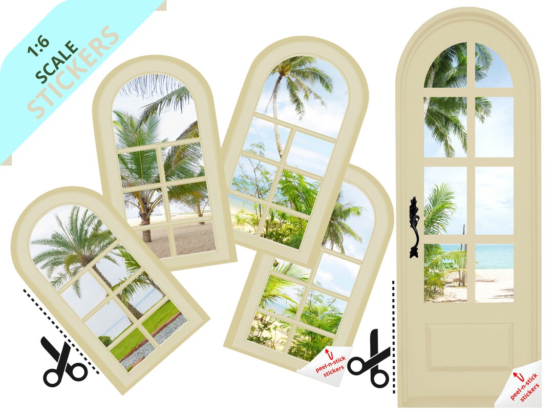 1:6 Scale Buttercream Arched Windows and Door Sticker Set - Etsy