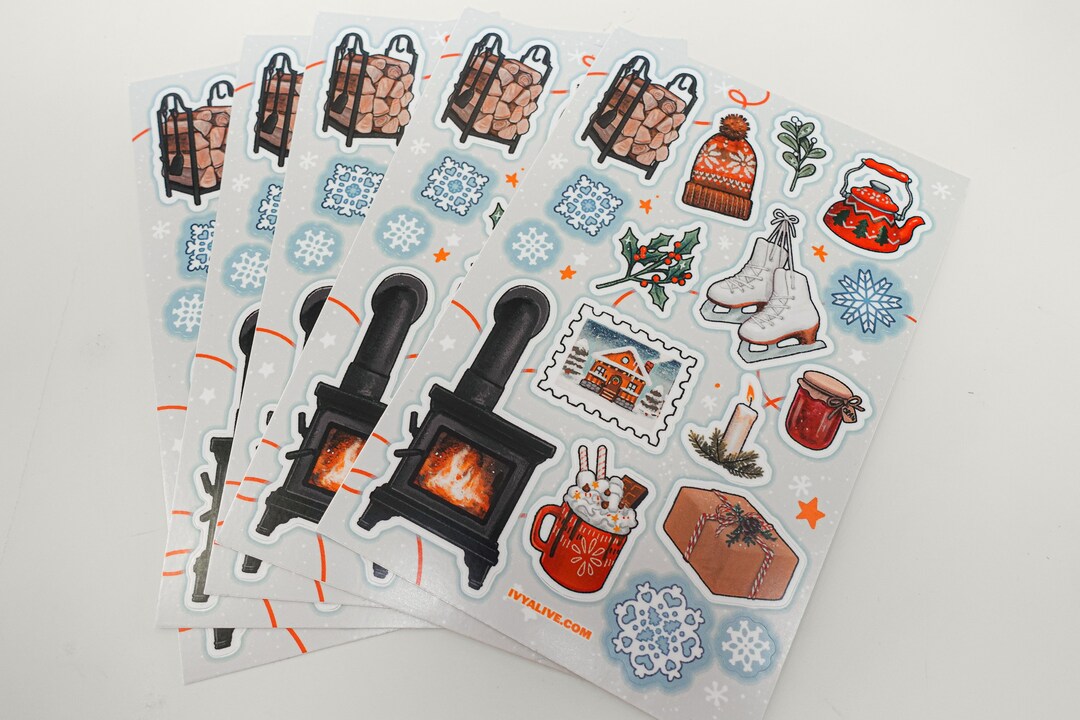 Cozy Winter Solstice Sticker Sheet Waterproof Matte Vinyl Christmas ...