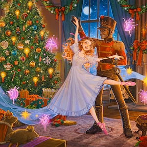 The Nutcracker Christmas Ballet Art Print, Clara Dancing, Sugarplum ...