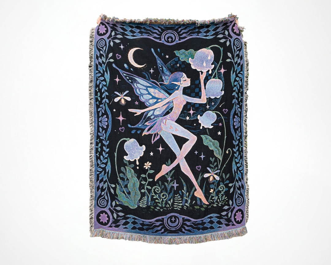 Fairy Galaxy - Woven Blanket, Magical Fairytale Storybook Tapestry ...