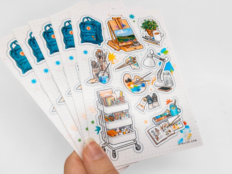 Painter Vinyl Sticker Sheet Cute Kawaii Creative Artist - Etsy