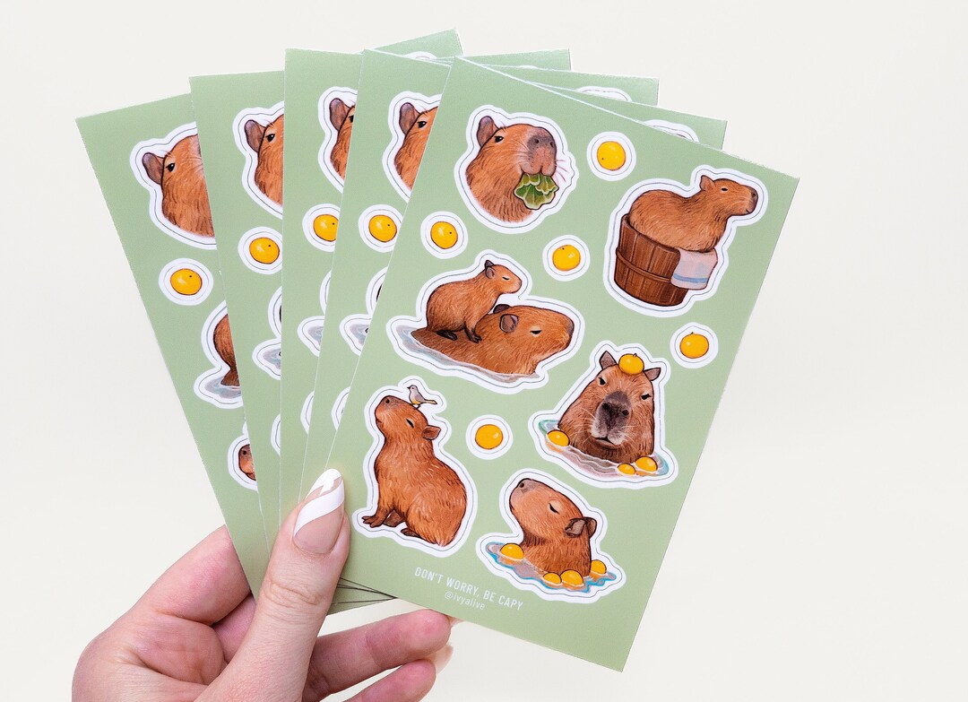 Capybara Adorable Animal Vinyl Sticker Sheet - Cute Rodent Lovers ...