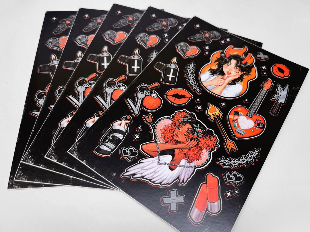 Cupid's Chokehold Sticker Sheet Colorful Waterproof Matte Punk Goth ...