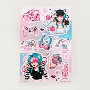 Pink Kawaii Egirl Sticker Sheet Colorful Waterproof Matte Gamer Girl ...