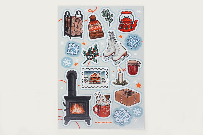 Cozy Winter Solstice Sticker Sheet Waterproof Matte Vinyl - Etsy