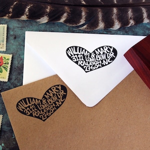 Custom Address Stamp Heart Shape Personalized Gift Housewarming