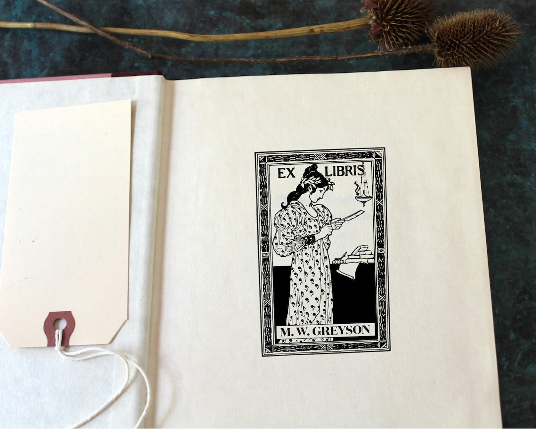 Ex Libris Bookplate Stamp - Victorian Woman - Perfect Gift for Book ...