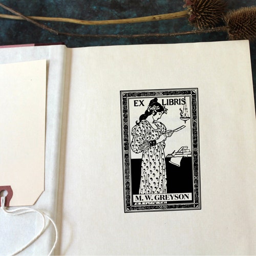 Ex Libris Bookplate Stamp Victorian Woman Swans Perfect - Etsy