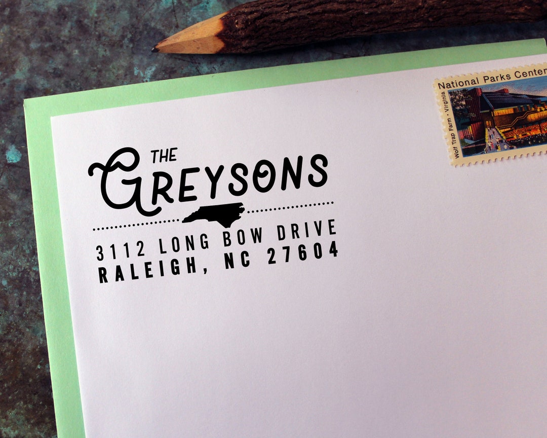 Custom Address Stamp, Home State Map - Personalized Gift - Housewarming ...