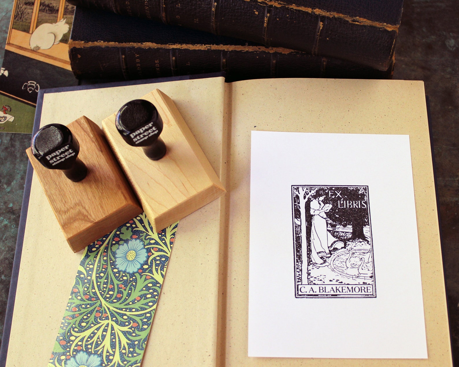 Ex Libris Bookplate Stamp - Victorian Woman Swans - Perfect Book Lover ...
